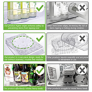 WIFER Lazy Susan Organizer for Refrigerator, Clear Turntable Rectangular Fridge Organizers Storage Rack, Rotating Square Tray for Countertop, Cabinet, Table, Shelf, Pantry, Kitchen - 12.2 inch