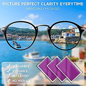 Metene 15 Pack Microfiber Cleaning Cloths (6"x7") in Individual Vinyl Pouches | Glasses Cleaning Cloth for Eyeglasses, Phone, Screens, Camera Lens and Other Delicate Surfaces Cleaner (Purple)