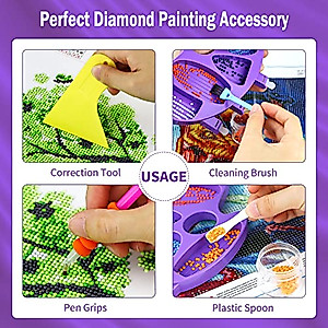 Palette Diamond Painting Tray Kits, WJCJTJL 5 Section Palm Organizer, Accessories & Tools for Glitter Rhinestones/5D Embroidery/Bead Storage/DIY Art