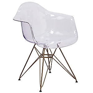 Flash Furniture Allure Series Transparent Side Chair with Gold Base