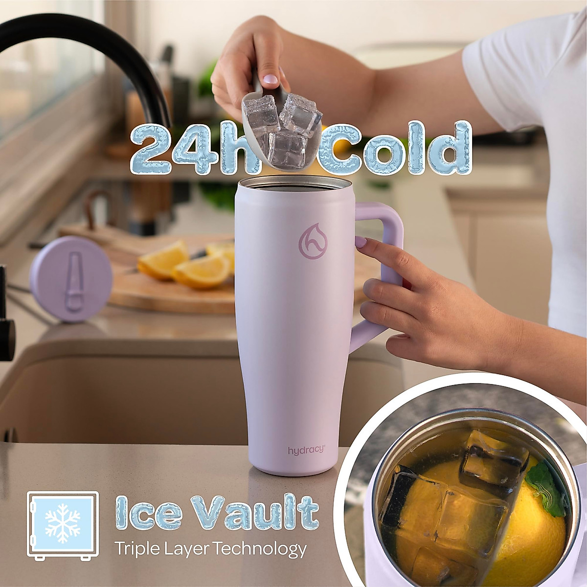 Hydracy Soulmate 40oz Tumbler with Handle and Flip Straw - 100% Leakproof Reusable Insulated Cup with Stainless Steel Straw - Cupholder Friendly Rubber Base Travel Mug - Gifts for Women & Men