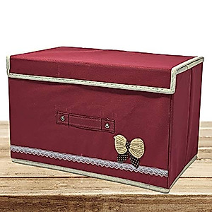 Storage Box Foldable Storage Bin with Lid and Handle – Collapsible Red Containers for Organizing Toys Closets Bedroom Clothes Shoes