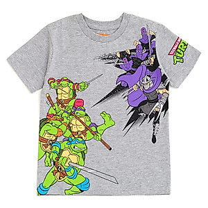 Teenage Mutant Ninja Turtles Leonardo Michelangelo Raphael Little Boys 3 Pack T-Shirts White/Gray/Green 7-8