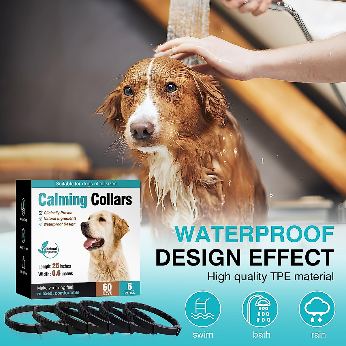 Calming Collar for Dogs 6 Packs Dog Pheromone Collars Relief Anxiety Stress Separation and Bad Behavior Pheromones Calm Lasts 60 Days 25 Inches Size Adjustable Waterproof Fit Small Large Medium Breed