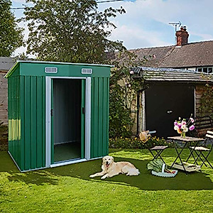 BAHOM Metal Outdoor Storage Shed 6X3.5 FT, Tool Shed Storage House with Sliding Door, Garden Tools Organizer with Vent, for Bike, Garbage Station, Utility, Lawn Backyard, Patio, Two Packages