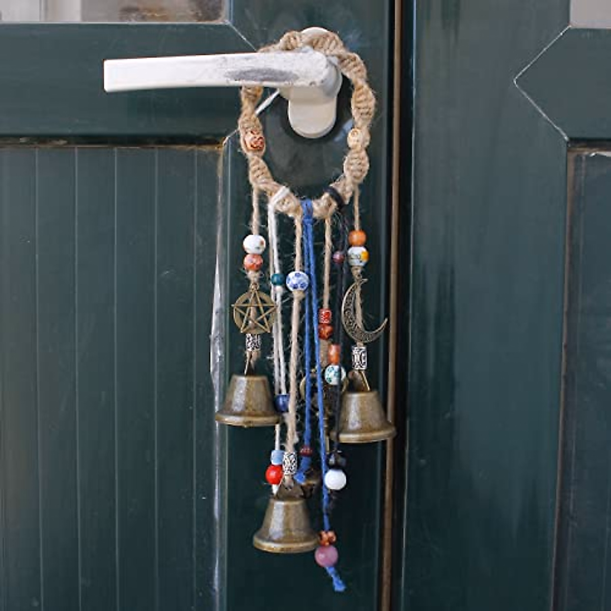 Witch Bells for Door Knob for Protection Wiccan Runes Witchy Things Wall Witchcraft Decor Pagan Home Brass Bells Hanging Altar Supplies