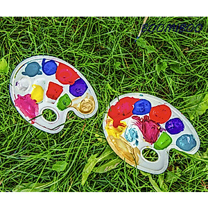 BOOMIBOO Paint Tray Palettes Plastic Pallets with Thumb Hole for Kids,Adults,Students to Acrylic Oil Watercolor Craft Supplies DIY Art Painting,3 pcs