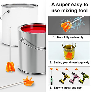 LITKIWI New Design Paint Mixer Drill Attachment with 1/4"Hex Shank Adapt to Quick Chuck Drill,Multipurpose Paint Stirrer for Liquids that Require Constant Stirring(Resin,Epoxy,Paint and etc.)
