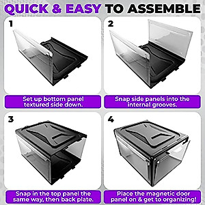 Urban Loft Premium Acrylic Shoe Boxes Stackable,Clear shoe organizer for Closet-Pack Of 1| Large sneaker storage box | Sneaker Clear Shoe Case for Sneakerheads with Drop Lid Shoe Display Case, Black