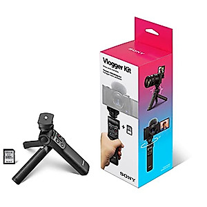 Sony ZV-1F Vlog Camera (White) Bundle with Sony Vlogger Accessory Kit (6 Items)