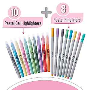 Mr. Pen- Bible Gel Highlighters and Fineliner Pens No Bleed, Pastel Colors, 18 Pcs, Bible Journaling Kit, Bible Highlighters and Pens No Bleed, Bible Pens, Gel Highlighters, No Bleed Highlighters.