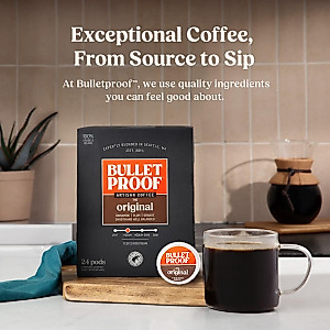 The Original Single-Serve Pods, Medium Roast, 24 Count, Bulletproof Keto, 100% Arabica Coffee, Certified Clean Coffee, Rainforest Alliance, Sourced from Guatemala, Colombia & El Salvador