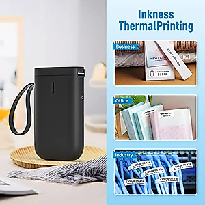DEEPIN D11 Label Maker Machine Portable Bluetooth Label Maker with Tape, Thermal Label Printer Multiple Templates for Phone, Mini Label Sticker Printer for Business Office Organization, Black