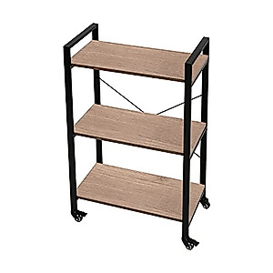 Coral Flower 3-Tier Kitchen Storage Rack Shelf Unit for Living Room Bedroom Office Kitchen, Industrial Kitchen Islands and Carts Vintage Wood and Metal , Light Oak