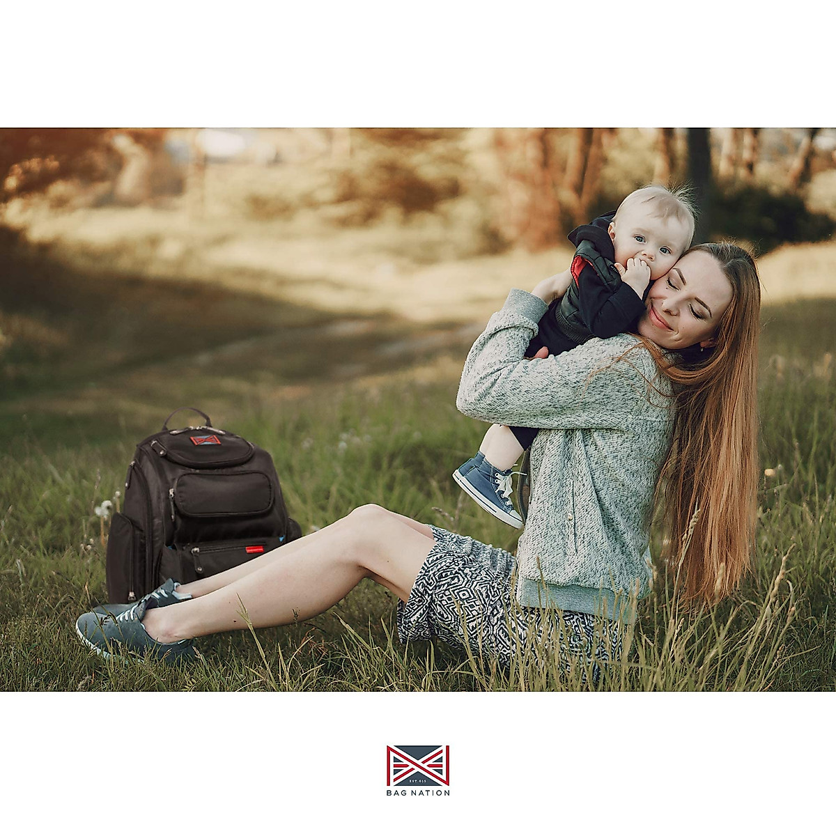 Bag Nation Diaper Bag Backpack | Large Capacity Unisex Baby Bag with Stroller Straps, Changing Pad and Sundry Bag - Holds All Your Baby’s Essentials - Baby Shower Bundle