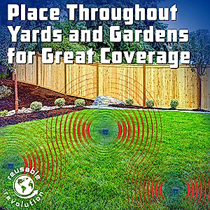 4 Pack Sonic Mole Chaser - Battery Operated Pest Repeller Stake, Scares Away Moles, Voles, Gophers and Rats by Reusable Revolution (Metal & Green)