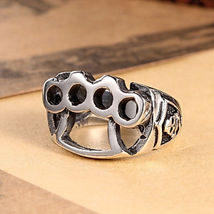 Silver Biker Ring 316L Stainless Steel Boxing Gloves Hand Buckle Soft Gothic Sz 7-13