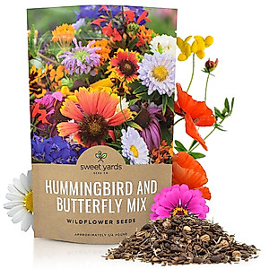 Bulk Wildflower Seeds Butterfly and Humming Bird Mix - 1/4 Pound Bag - Over 30,000 Open Pollinated Annual and Perennial Seeds