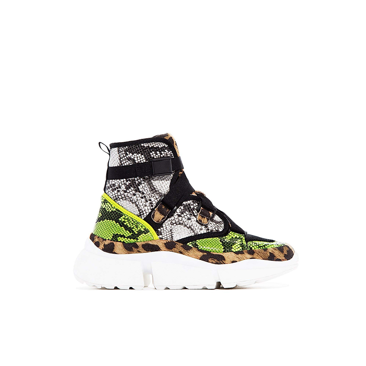 Cape Robbin Superstars Leopard High Top Lace Up Platform Fashion Sneakers Bootie (9, Leopard Lime)