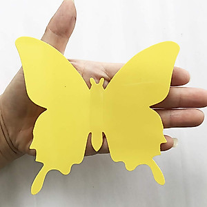 3D Yellow Butterfly Wall Stickers Yellow 24 pcs Removable Mural Stickers Wall Stickers Decal for Home and Room Decoration Kids Room Bedroom Decor Living Room Sticker (Yellow)