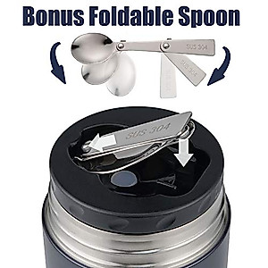 17oz Food Jar for Hot Food with Spoon, Stainless Steel Leakproof Insulated Lunch Containers for Kids Adults