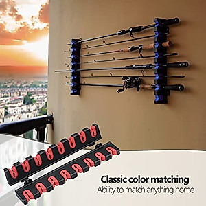 THKFISH Fishing Rod Rack Store 8 Fishing Rod Holders Rod RackWall Mount Horizontal Fishing Pole Holders for Garage Room, Boats Store 8 Fishing Rod Combos,1pair grey