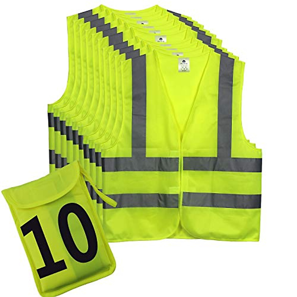 Treedeng 10 Pack XL Yellow High Visibility Safety Vest Reflective Safety Vest for Traffic Industrial Cycling Running