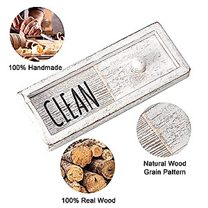 WOJOGO Dishwasher Magnet Clean Dirty Sign – Farmhouse Rustic Wood Clean Dirty Magnet Sign, Works for All Dishwashers, Dishwasher Accessories (White)