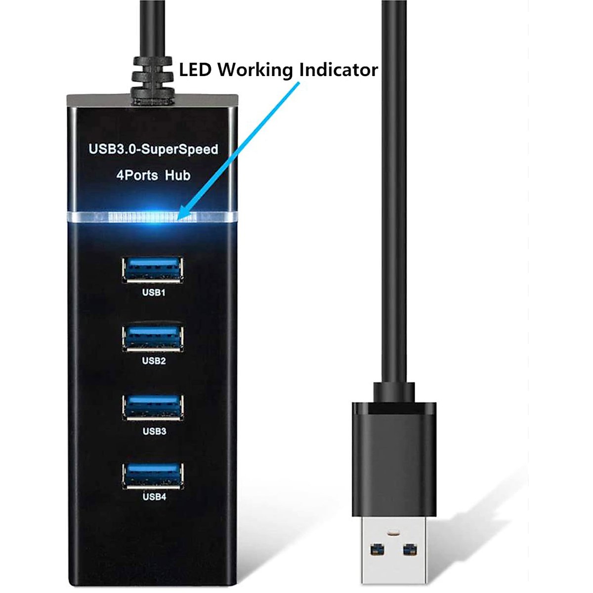 SHANFEILU USB 3.0 Hub Splitter USB Extender 4-Port Hub Data 5Gbps with 11.8'' Extended Cable & LED Indicator for PC,Mac,Flash Drive,Mobile HDD,Laptop,Printer