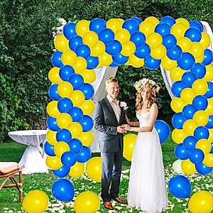 Blue and Yellow Balloon Garland Arch Kit, 122PCS Royal Blue Yellow Balloon Arch for Birthday Wedding Baby Bridal Shower Graduation Anniversary Bachelorette Decoration