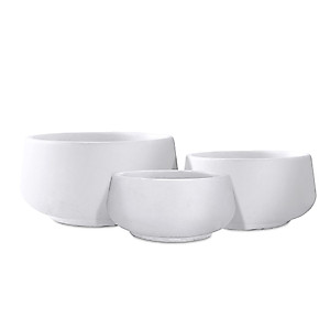 Kante 21.6",16.9",and 12.5" Dia Round Pure White Elegant Planters (Set of 3), Outdoor Indoor Garden Plant Pot with Drainage Hole and Rubber Plug for Home & Patio