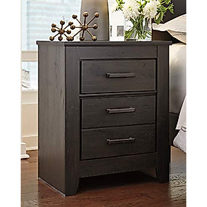 Signature Design by Ashley Brinxton Urban Contemporary 2 Drawer Nightstand, Charcoal