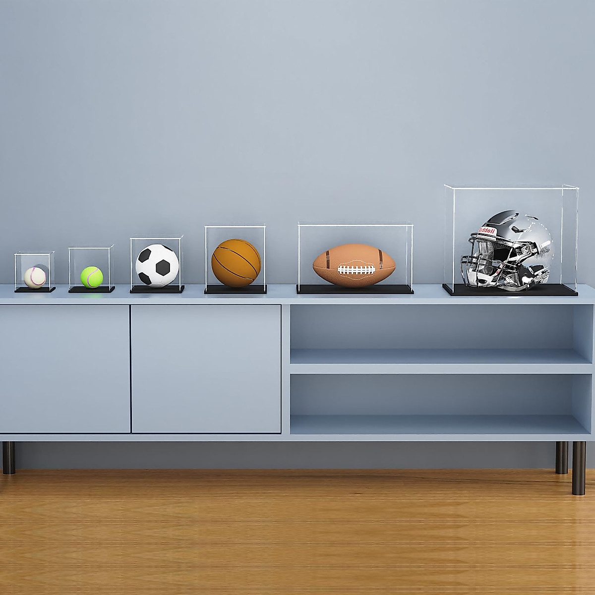 Clear Acrylic Display Case for Toys Collectibles，Assemble Acrylic Box Dustproof Protection Showcase with Black Wood-Plastic Base and Lamp Beads (15.7x8x8 inch;40x20x20cm)