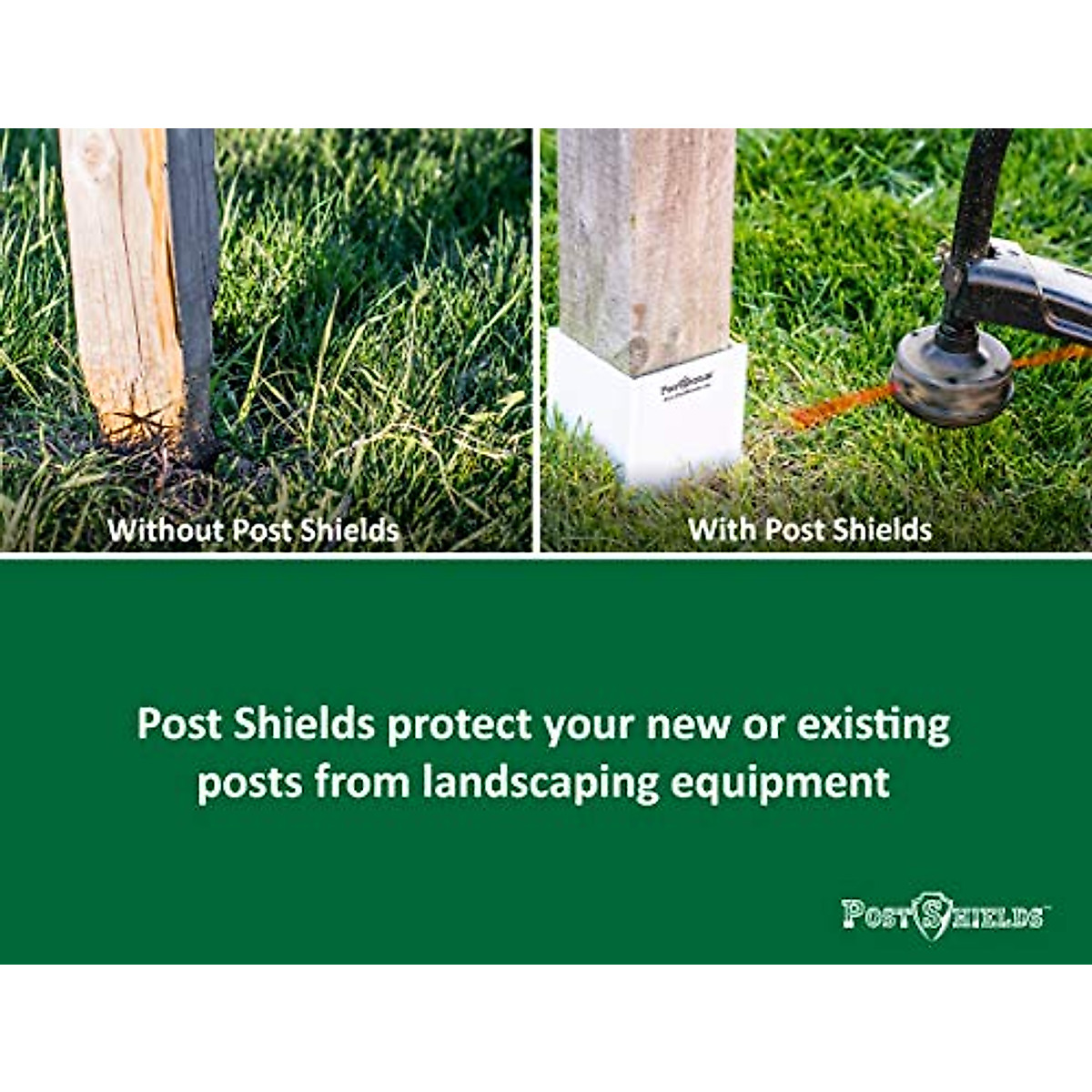 Post Shields Post Protector – This Protects Your Mailbox, Deck & Fence Posts from Damage by Lawn Maintenance Equipment – Fits Wood & Metal Posts – No Tools, Screws or Nails Needed