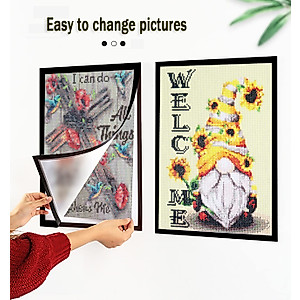 pchmcu 6 Pack 12" x 16 Picture Frame,Diamond Painting Picture Frames for 30x40cm, Magnetic Art Frame,Frames for Wall Window Door Black, Inside Size 10" x 14"