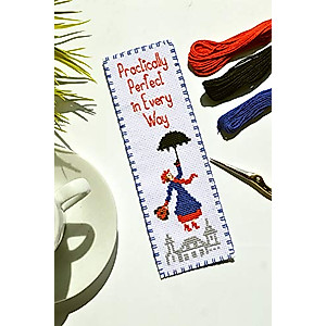 Mary Poppins Cross Stitch Bookmark Kit - DIY Embroidery Gift for Booklovers