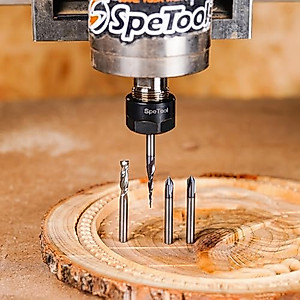 SpeTool CNC Router Bits Carving Set for Wood Profile V Groove Engraving Solid Carbide 1/4 Inch Shank