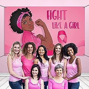 Pudodo Breast Cancer Awareness Backdrop Banner Pink Ribbon Girl Support Fight October Photography Background Wall Decoration