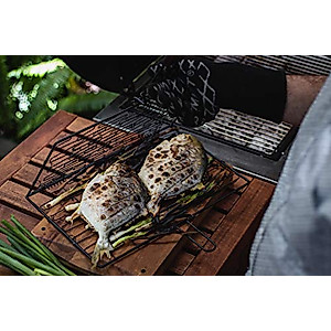 Charcoal Companion CC3150 Flexi Non-Stick Basket with Folding Handle for Easier Storage, Perfect for Grilling Fish, Steaks & More