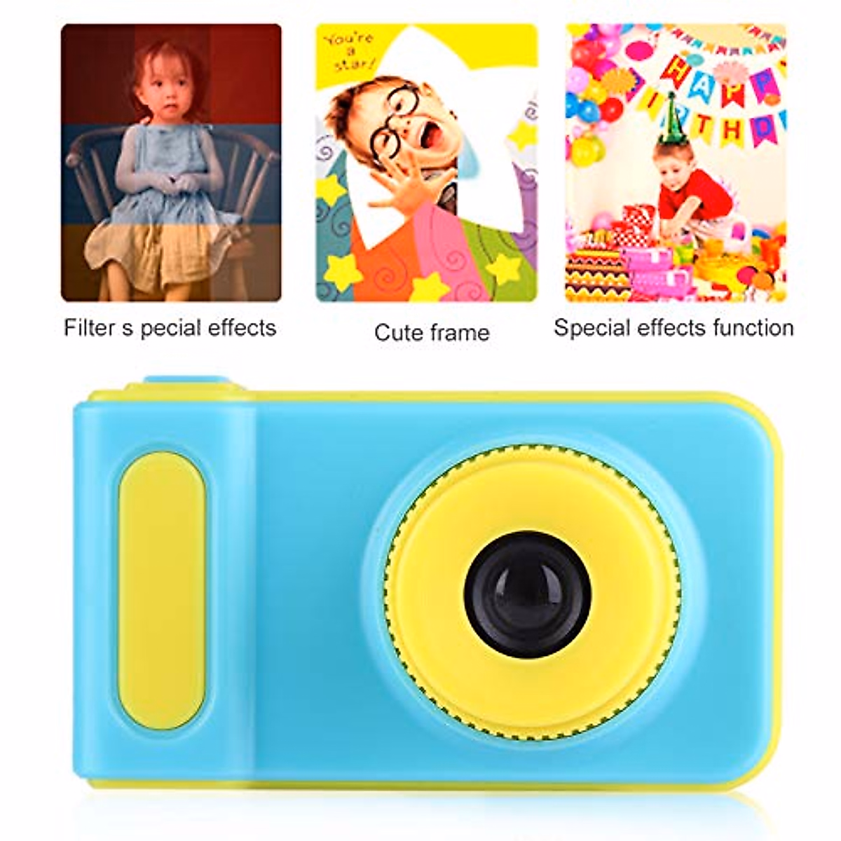 Shanrya Children Camera, Children Video Camera, 1080P Resolution HD Image Artist Photographer Traveller for Home(Blue)