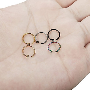 GUAngqi C-Shaped Nose Ring Bone Curved Hoop Rings Piercings Jewelry for Men Women,Multicolor (5pcs/Pack)