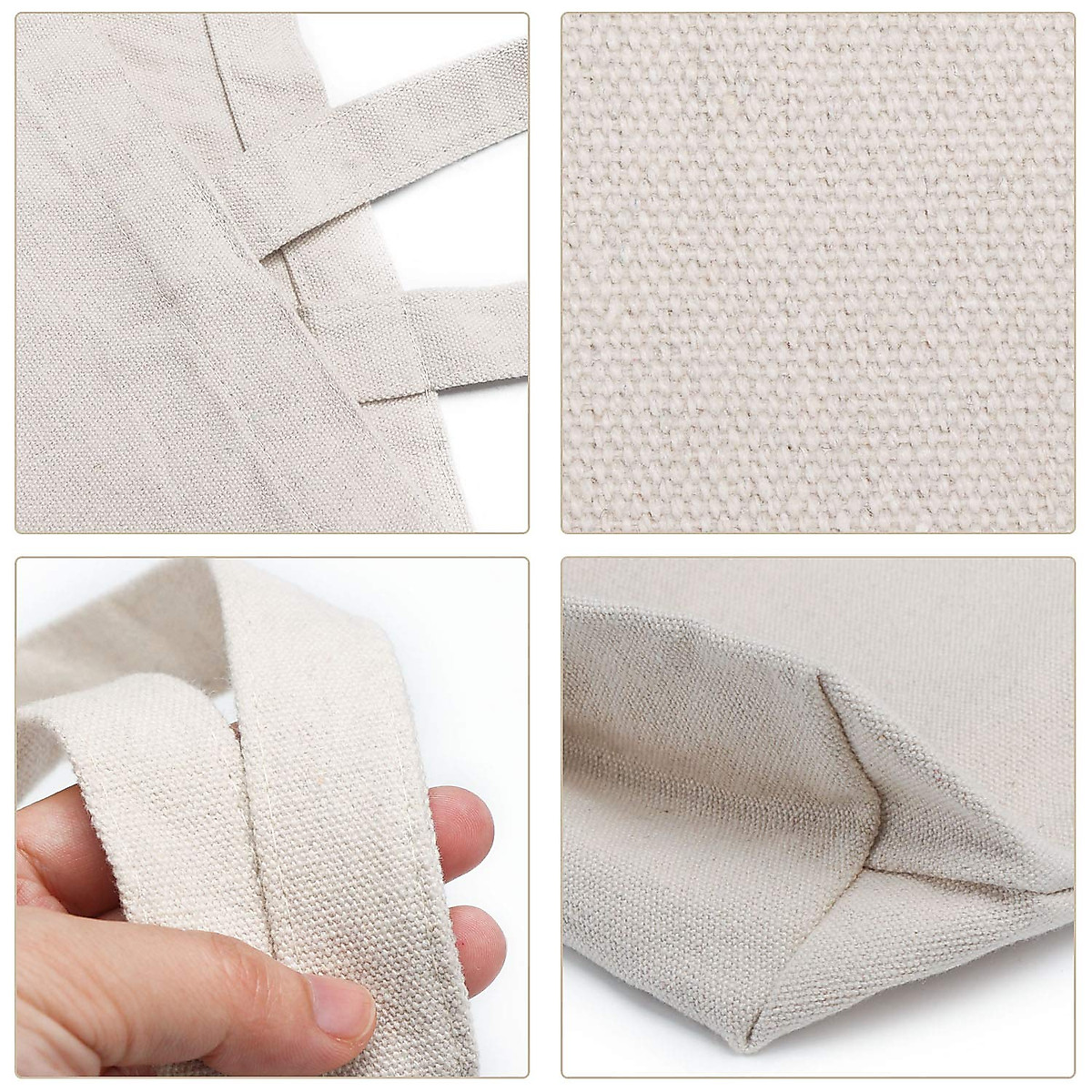 Segarty Canvas Tote Bags, 3PCS 16.5x13in Large Heavy Duty Blank Canvas Bag to Decorate, Bulk Reusable Grocery Shopping Shoulder Bags Bookbag with Bottom Gusset for DIY Crafts Paint, Decoration