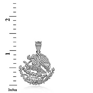 Claddagh Gold Certified 925 Sterling Silver Mexico Mexican Coat of Arms Eagle Charm Pendant