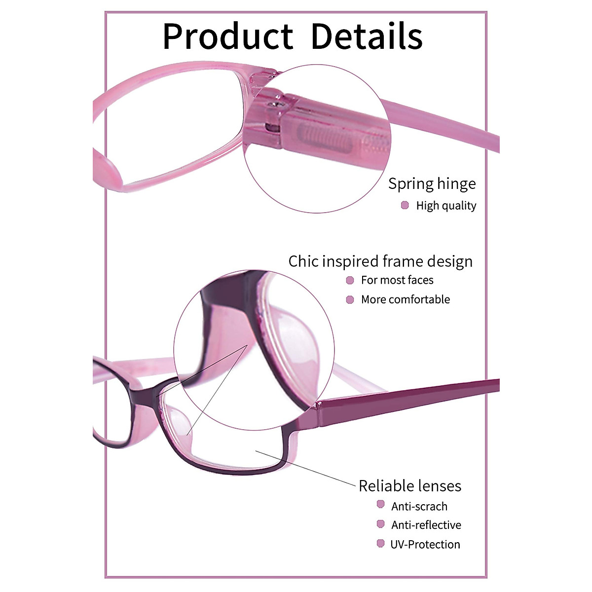 3 Pack Blue Light Blocking Reading Glasses, Anti Glare Computer Readers +2.25 for Women Men, Ladies Magnification Eyeglasses