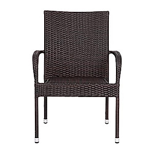 Flash Furniture Maxim Wicker Indoor/Outdoor Dining Chairs with Arms - Espresso Wicker Wrapped Steel Frames - Fade & Weather Resistant-For Deck or Backyard - Set of 2