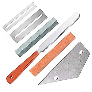 Guitar Luthier Tool Kit Included 1 Pcs Guitar Fret Crowning Luthier File, 1 Pcs Stainless Steel Fret Rocker, 2 Pcs Fingerboard Guards Protectors and 2 Grinding Stone for Guitar