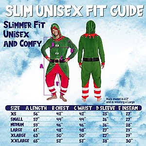 Funziez! Christmas Adult Onesie - Santa, Snowman, Elf Costume - Holiday One Piece Cosplay Suit for Adults, Women and Men Stocking Gift