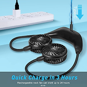 5000mAh Neck Fans Portable Rechargeable Prime, Battery Operated Neck Fan for Women, Lasts 26 Hours, Fast Charge, 6 Speeds Hand Free Fan, Personal Cooling Fan, Wearable Fan for Sports Travel Camping