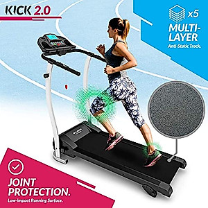 Bluefin Fitness KICK 2.0 Innovative High-Speed Folding Treadmill | Kinomap | Live Video Streaming | Video Coaching & Training | Quiet | 12 Km/h + 18% Incline | Joint Protection Tech | HRC Sensors