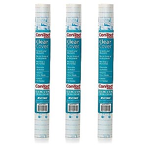 Con-Tact Brand Clear Adhesive Protective Liner to Cover Books and Documents, 13.5-Inches x 5-Feet (Pack of 3)